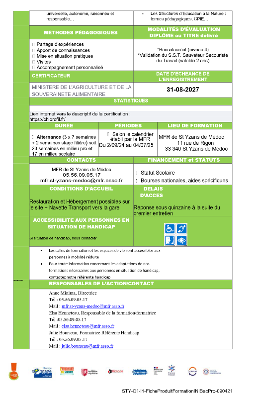 Bac pro GMNF « Gestion des Milieux Naturels et de la Faune » Seconde ...